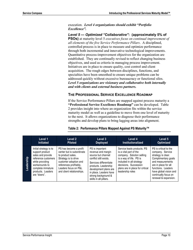 Introducing the Professional Service Maturity Model | PDF