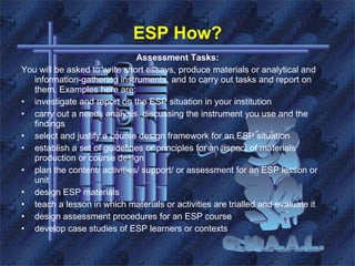 Introducing a course in esp esp session 1 | PPT