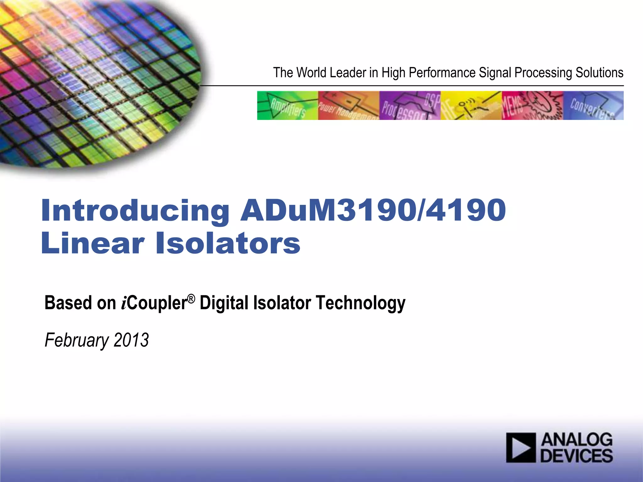 Linear Isolators with Analog Devices iCoupler Technology | PPTX