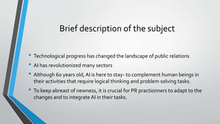 Introducing AI tools for Public Relations.pptx | Technology Industry ...