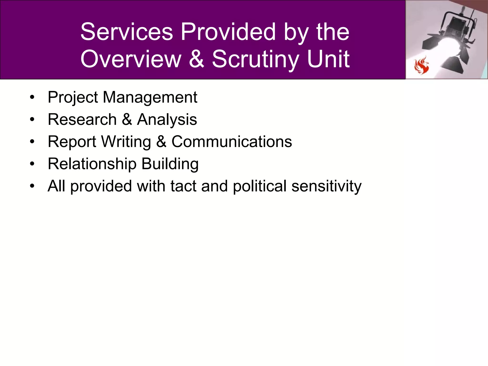 Introducing a new model of overview & scrutiny | PPT