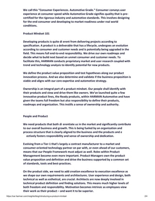 Introducing a Product Mindset.pdf- HARMAN | PDF | Automotive Industry ...
