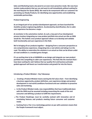 Introducing a Product Mindset.pdf- HARMAN | PDF | Automotive Industry | Industries