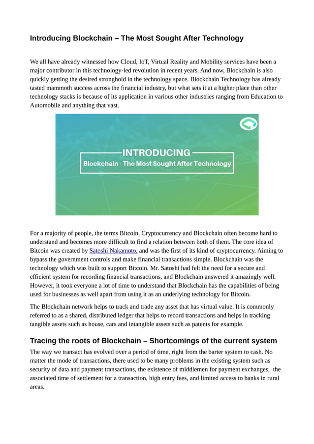 Ultimate guide to understand- What is Blockchain Technology | PDF