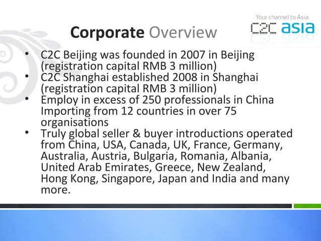Introducing c2c asia china mainland | PPT