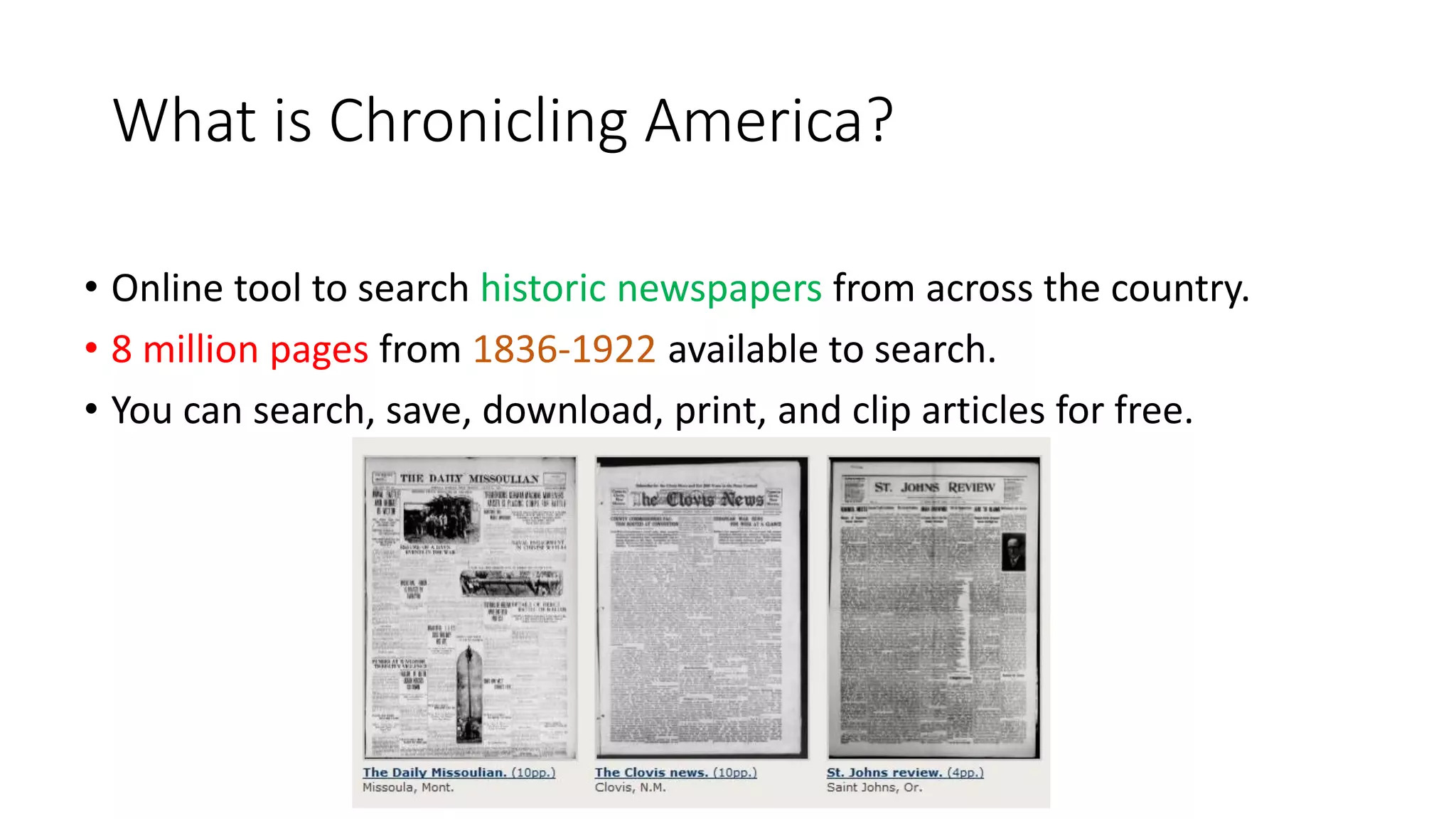 Introducing Chronicling America to Students | PDF