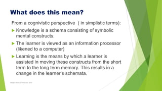 Introducing cognitivism as a learning theory | PPTX