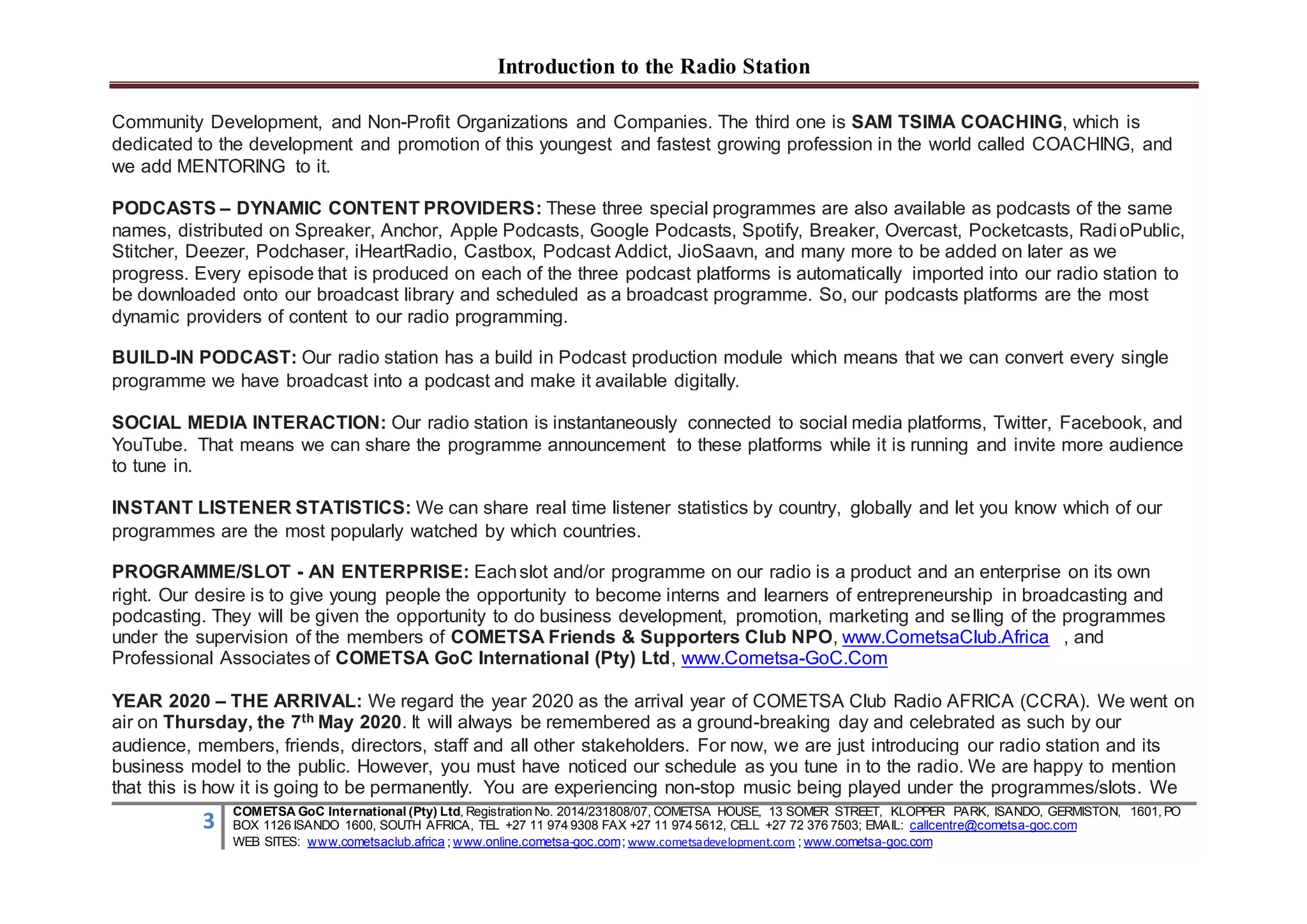 COMETSA Club Radio AFRICA (CCRA) | PPT