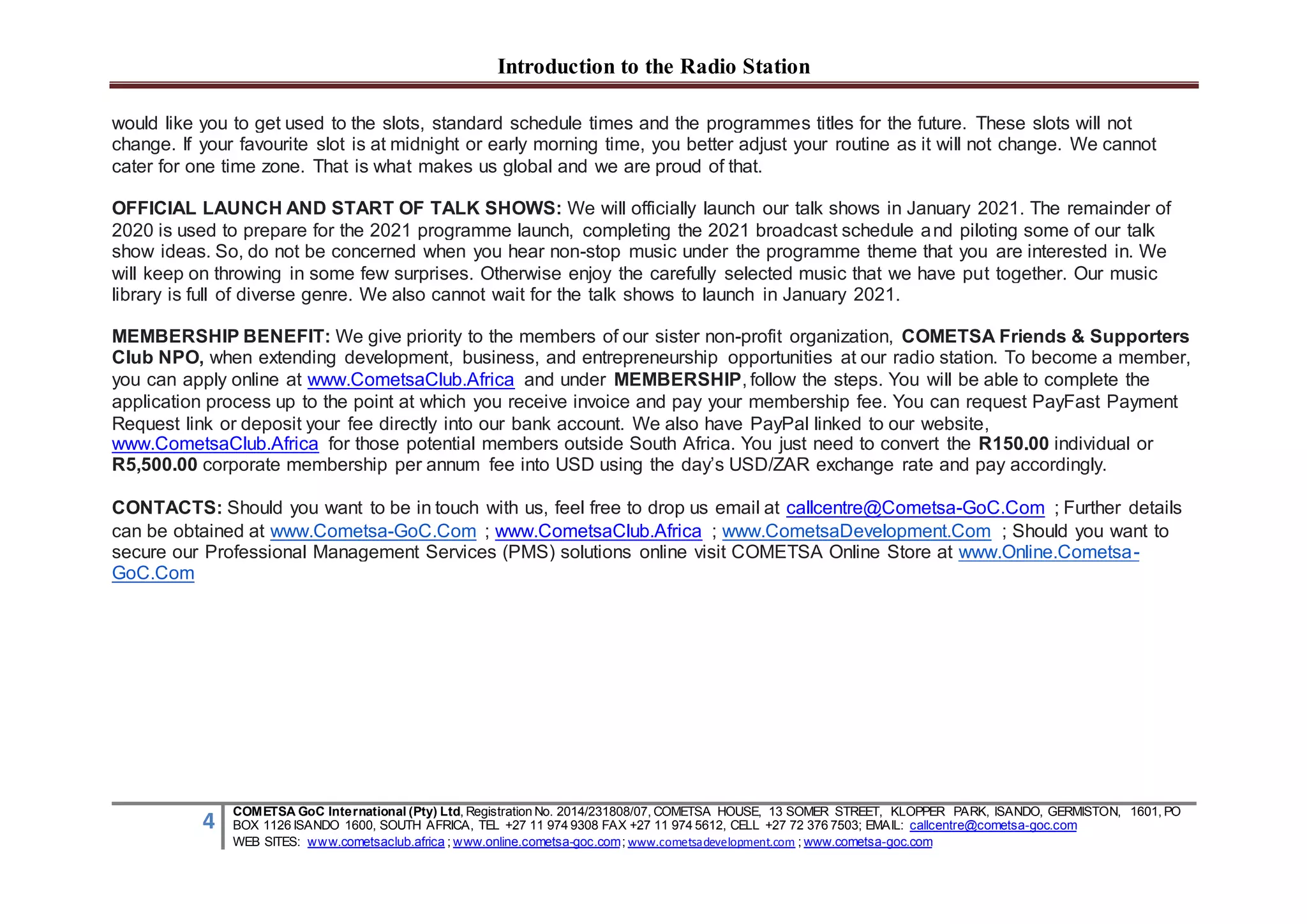 COMETSA Club Radio AFRICA (CCRA) | PPT