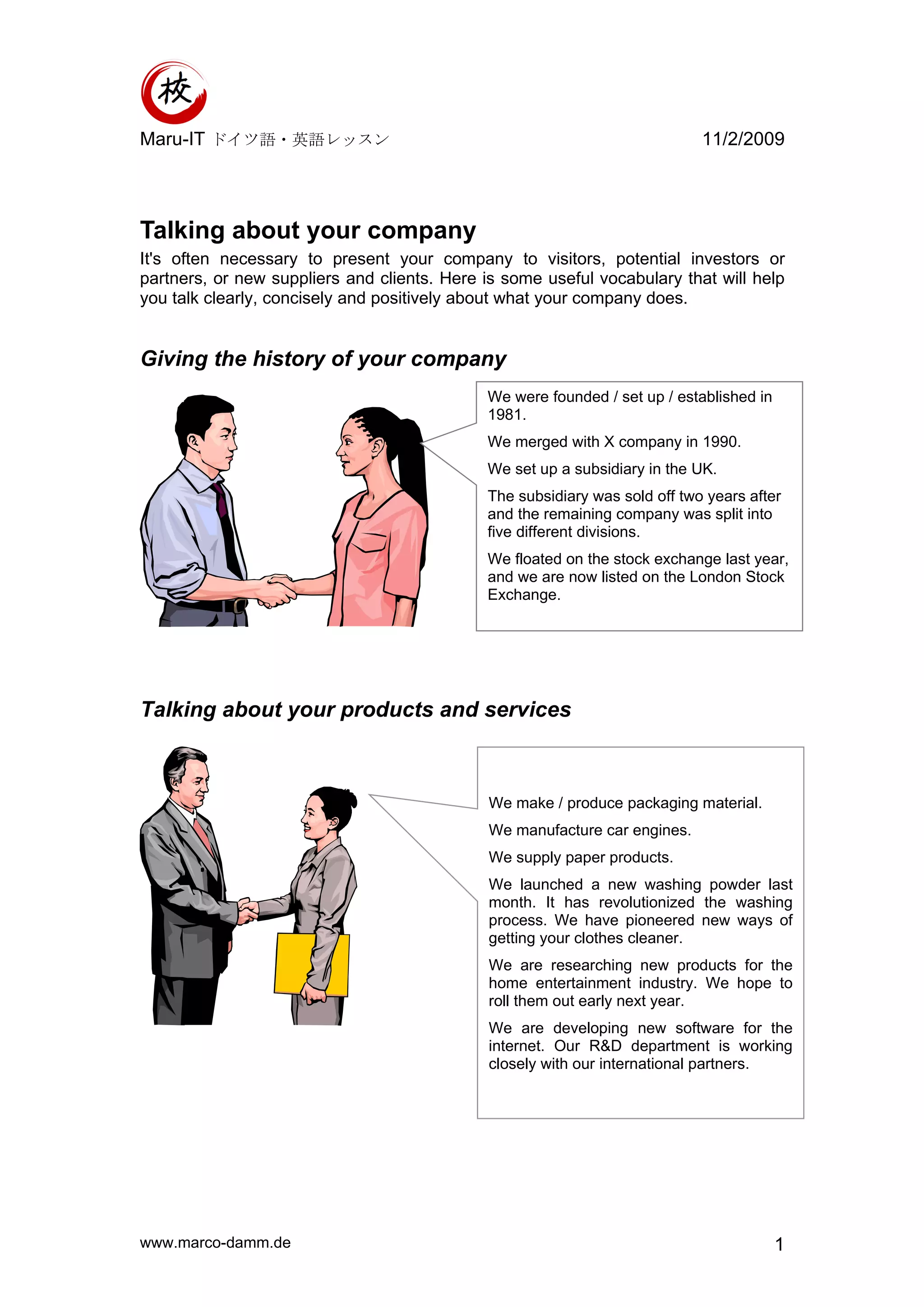 Talking about your company | DOC