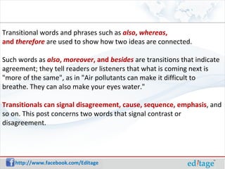 Introducing contrast with "but" and "however" | PPT