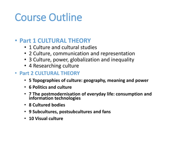 Introducing cultural studies course outline | PPTX