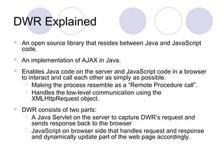 Introducing dwr (direct web remoting) | PPT | Web Design and HTML | Internet