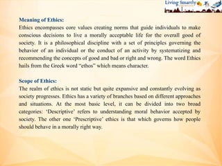 Introducing Ethics: Meaning, Scope, And Importance Of Ethics | PPTX