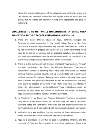 INTRODUCING INTEGRAL YOGA EDUCATION IN THE TEACHER EDUCATION CURRICULUM ...