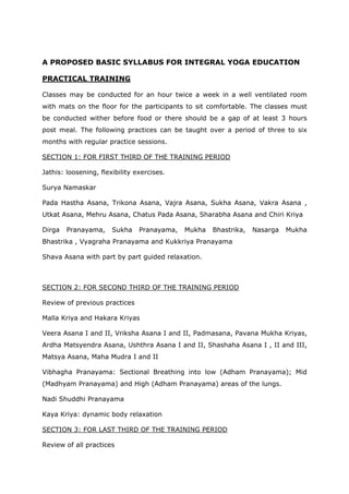 INTRODUCING INTEGRAL YOGA EDUCATION IN THE TEACHER EDUCATION CURRICULUM ...