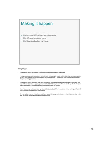 Introducing iso 45001 iosh presentation - presenter notes | PDF
