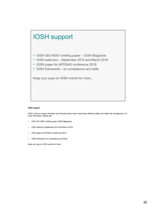 Introducing iso 45001 iosh presentation - presenter notes | PDF