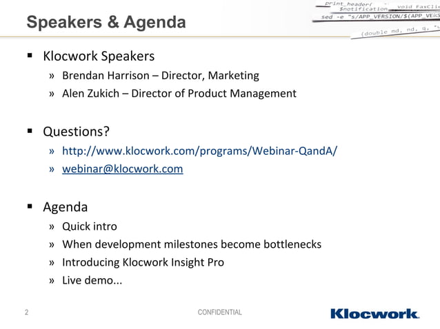Introducing: Klocwork Insight Pro | November 2009 | PPT
