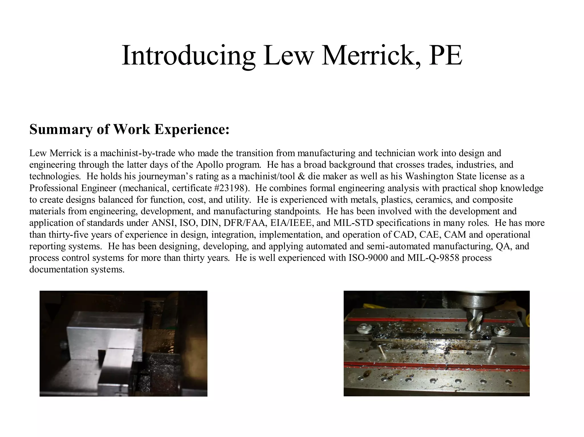 Introducing Lew Merrick Pe | PPT