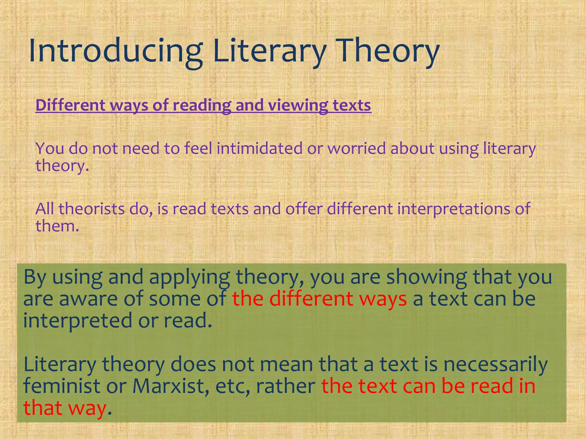 Introducing literary theory | PPT