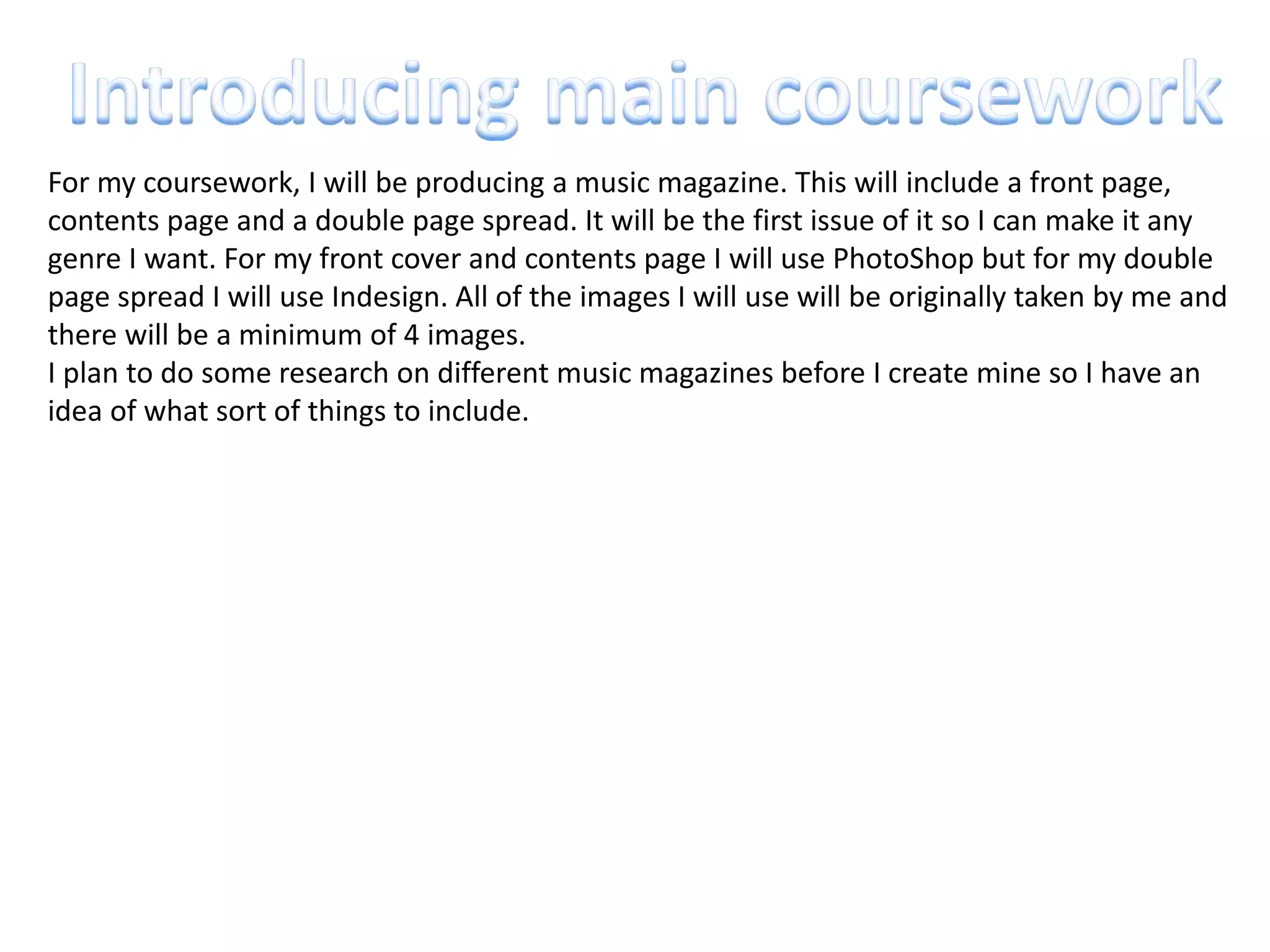 Introducing main coursework | PPT