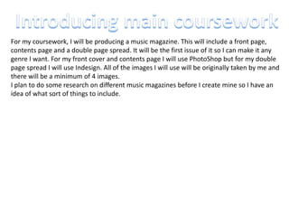 Introducing main coursework | PPT