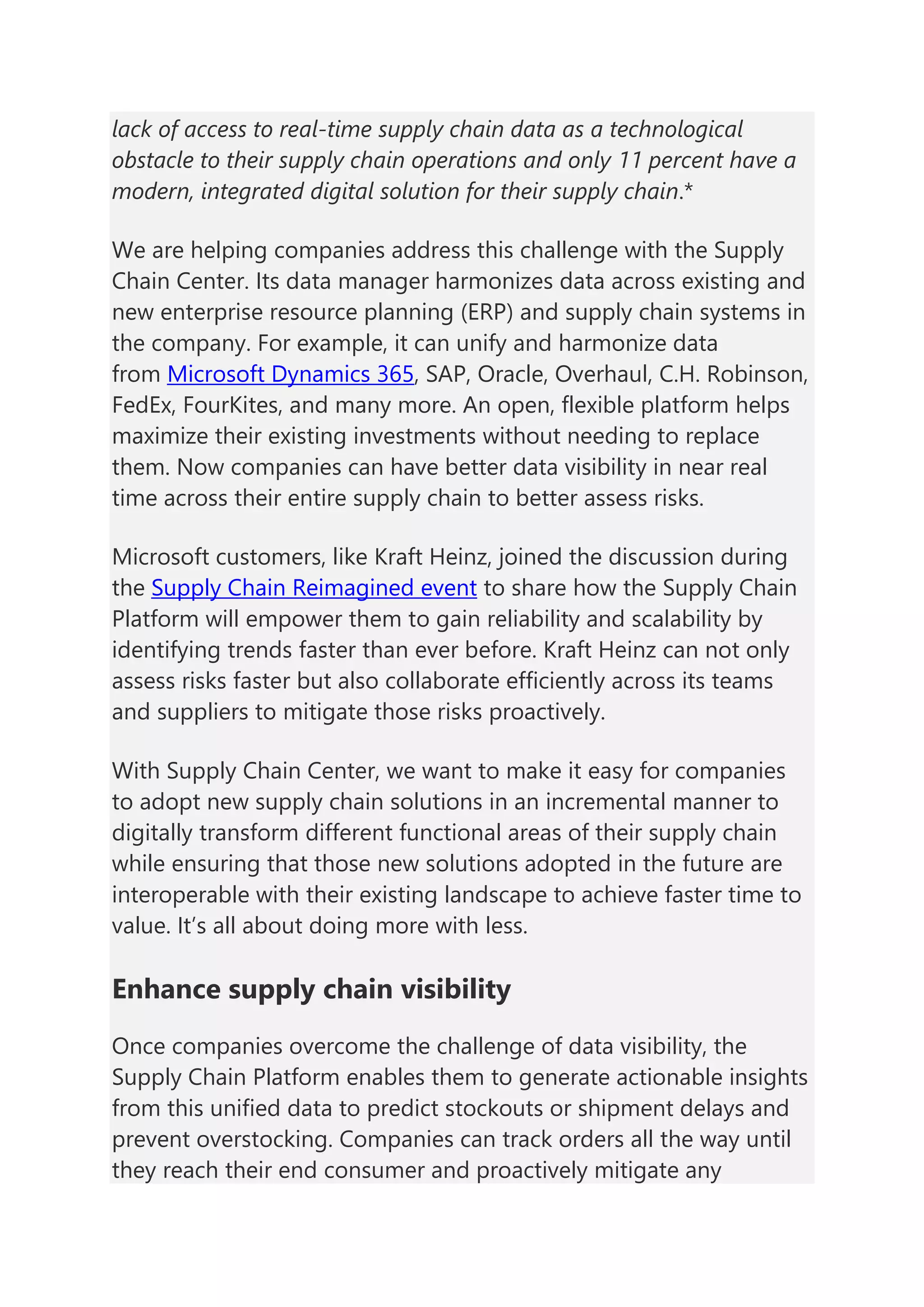 Introducing Microsoft Supply Chain Platform | PDF