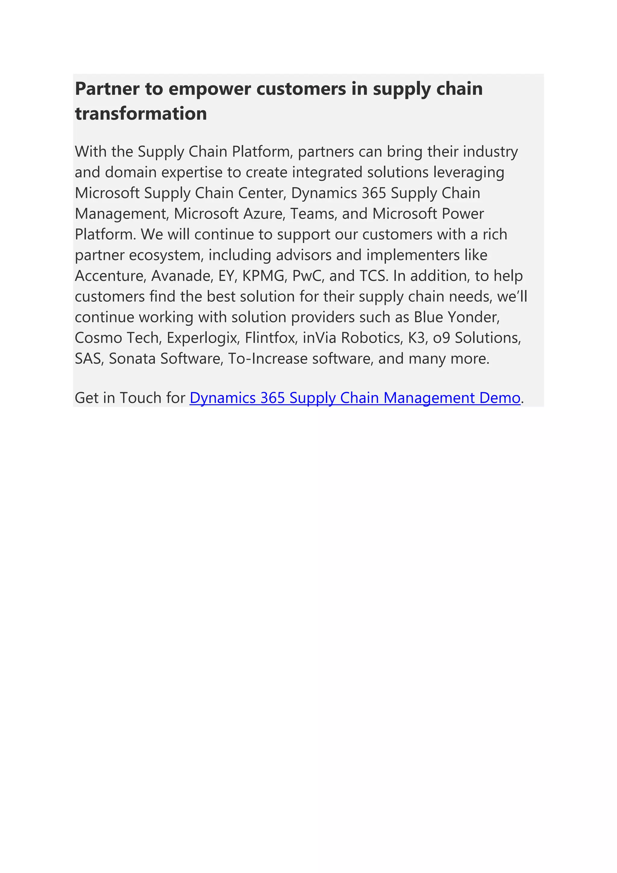 Introducing Microsoft Supply Chain Platform | PDF
