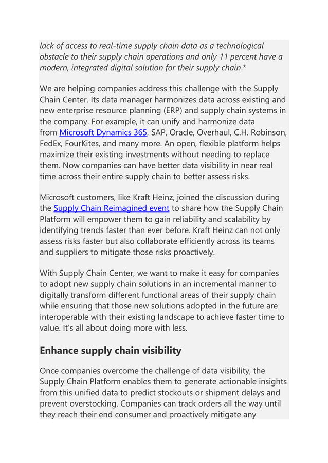 Introducing Microsoft Supply Chain Platform | PDF | Logistics | Business