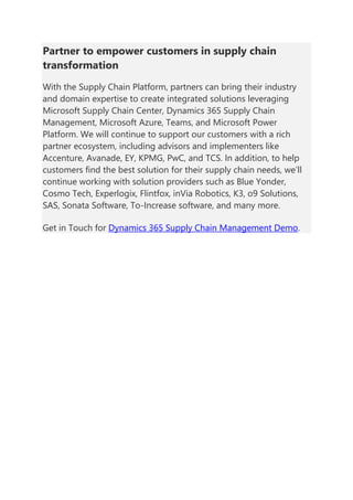 Introducing Microsoft Supply Chain Platform | PDF | Logistics | Business