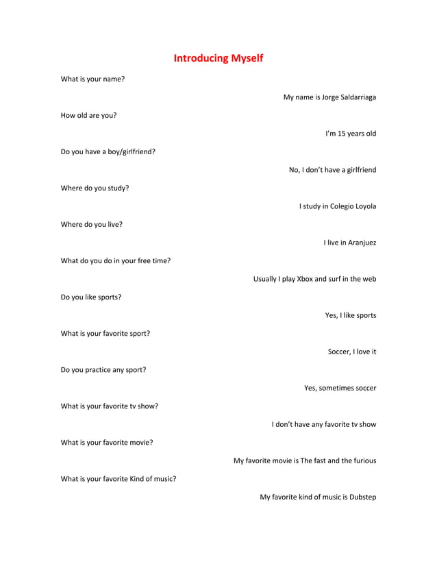 Introducing myself | DOCX