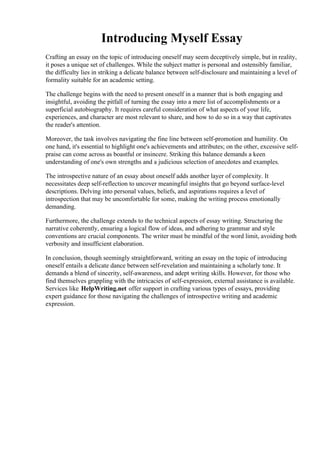 Introducing Myself Essay | PDF