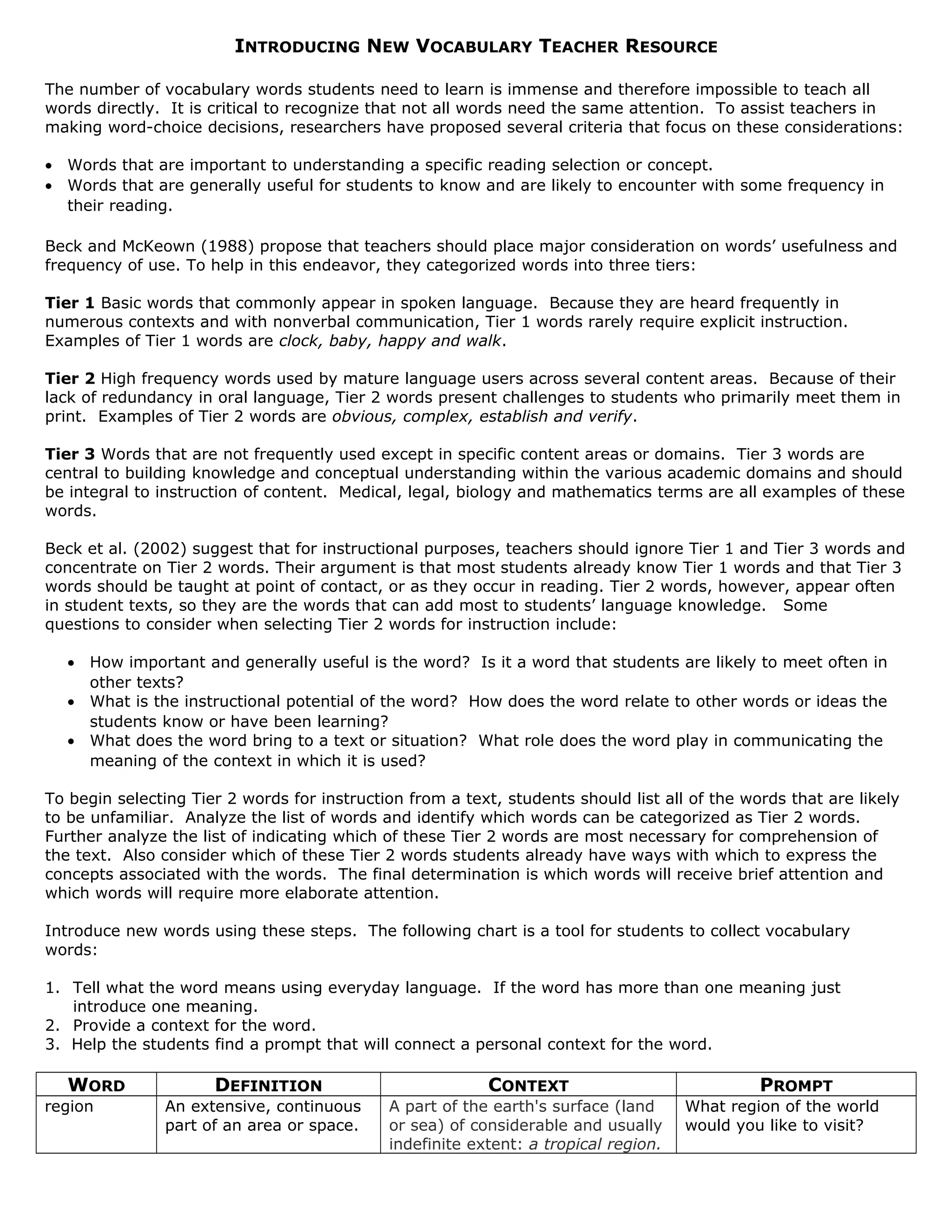 Introducing new vocab | PDF