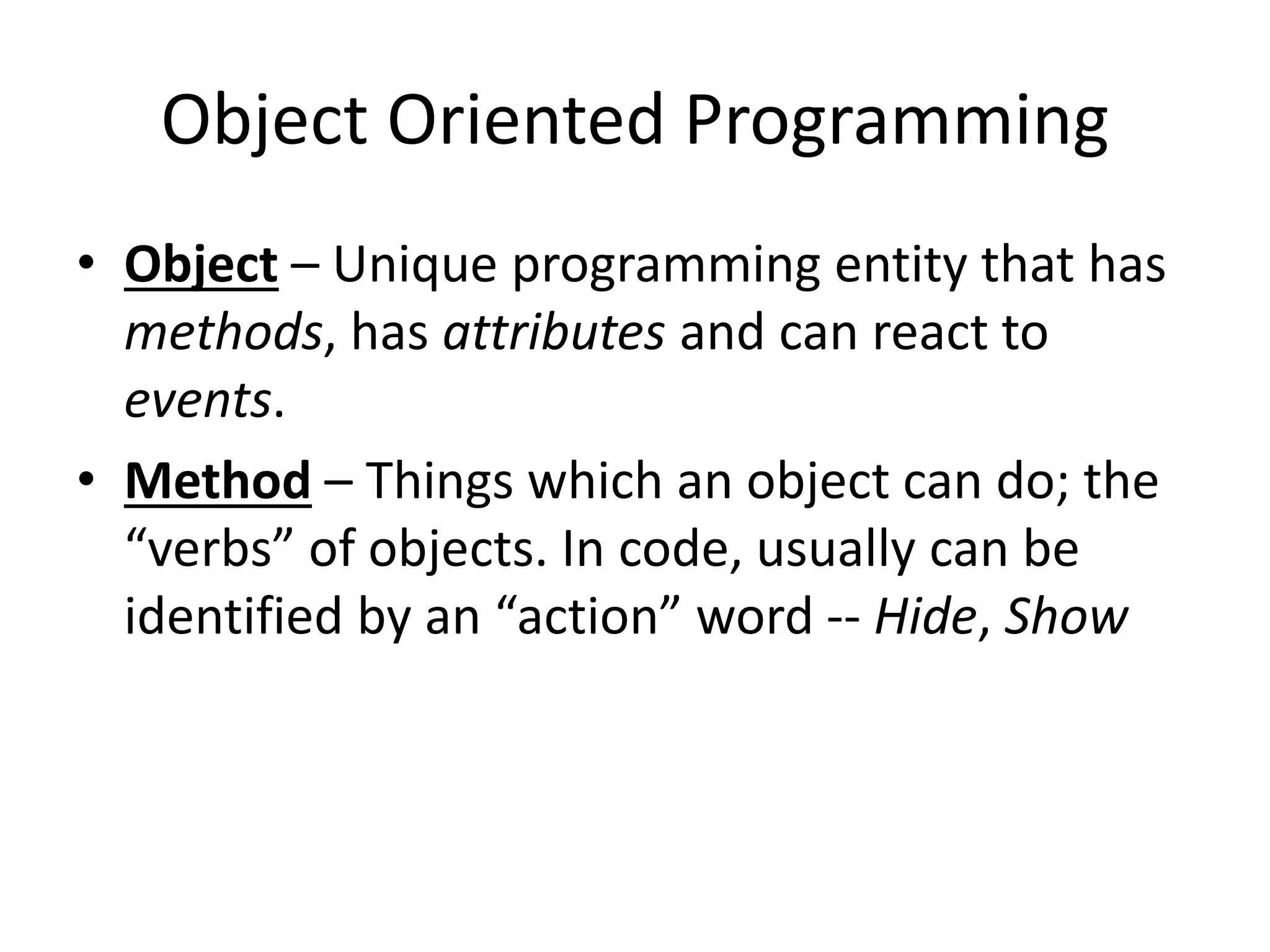 Introducing Object Oriented Programming Oop Ppt