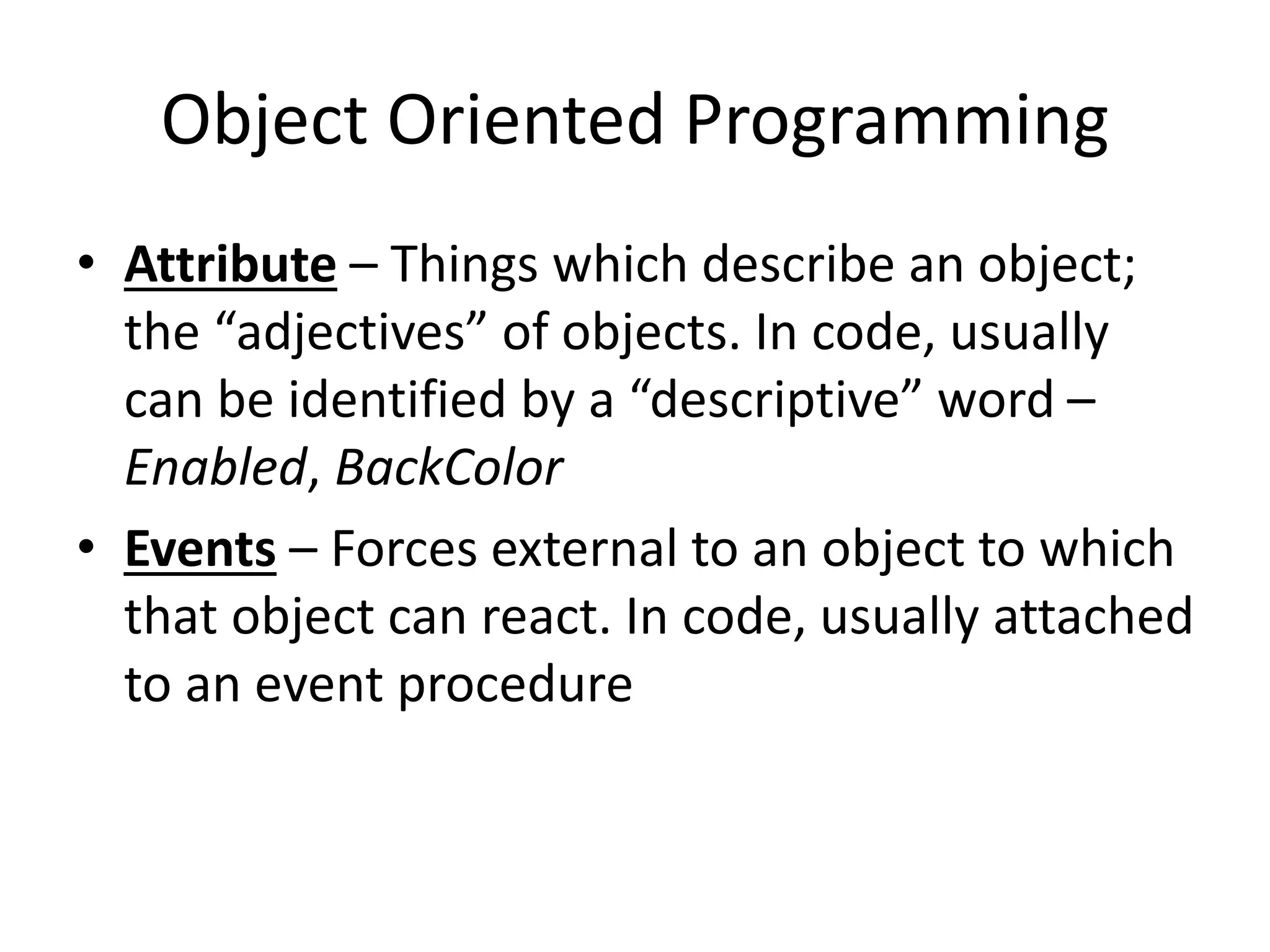 Introducing Object Oriented Programming Oop Ppt