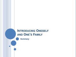 Introducing oneself and one's family | PPTX