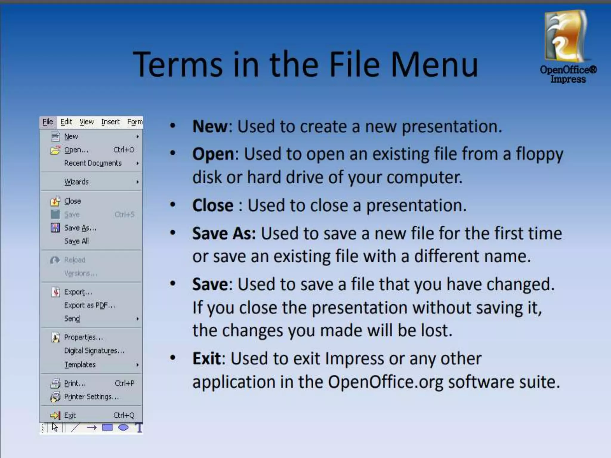 Introducing Open Office Impress Window | PPT