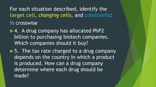 Introducing optimization with solver | PPTX