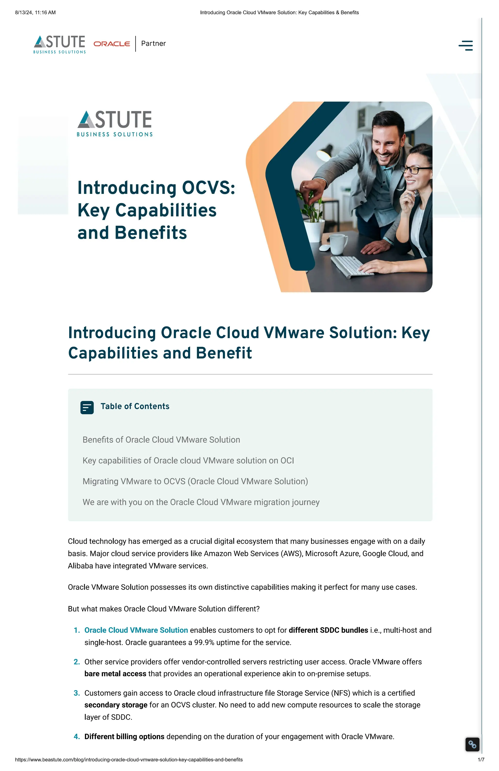 Introducing Oracle Cloud VMware Solution: Key Capabilities & Benefits | PDF