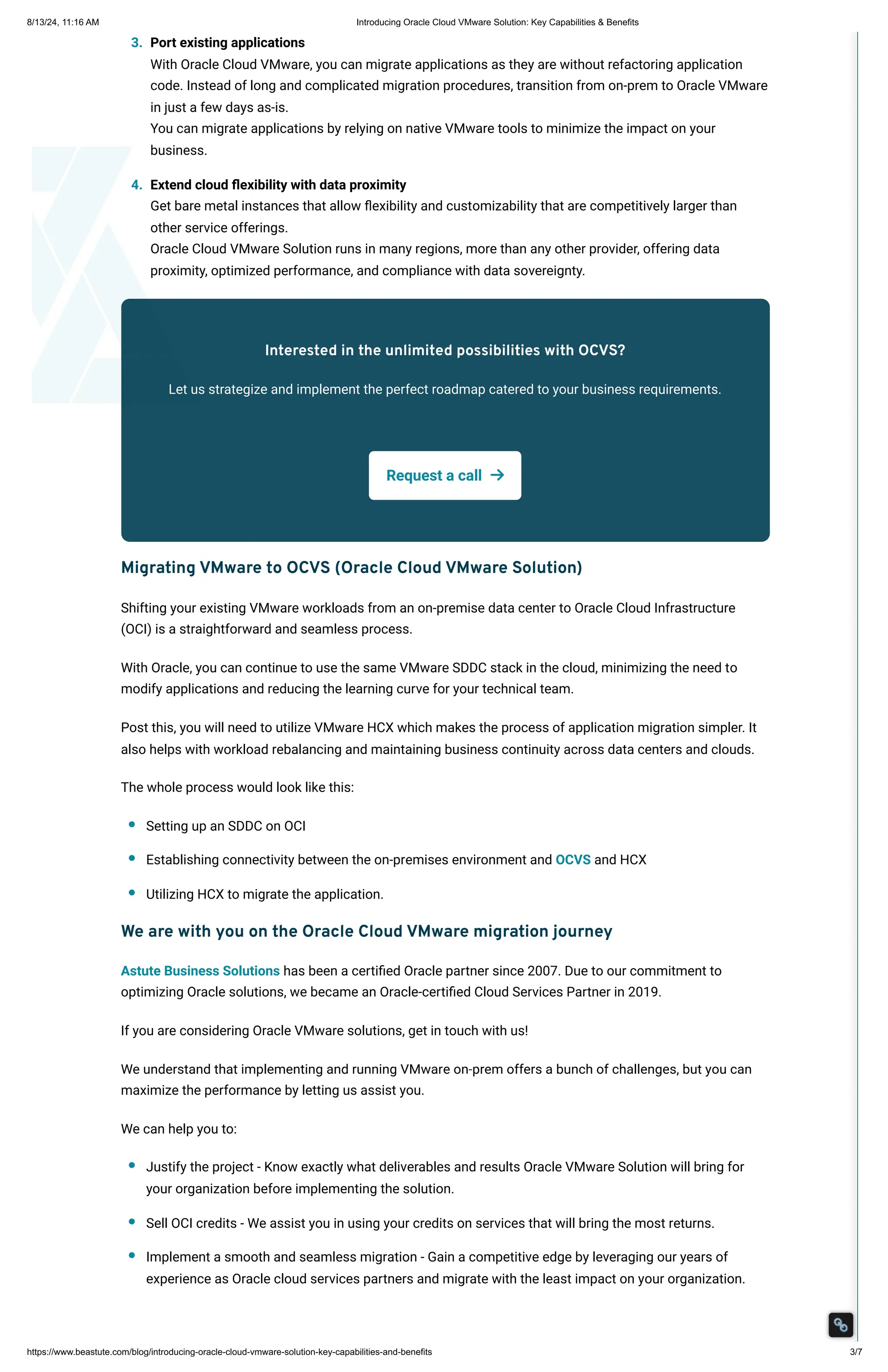Introducing Oracle Cloud VMware Solution: Key Capabilities & Benefits | PDF