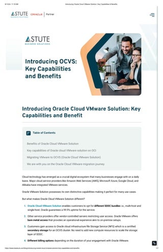 Introducing Oracle Cloud VMware Solution: Key Capabilities & Benefits | PDF