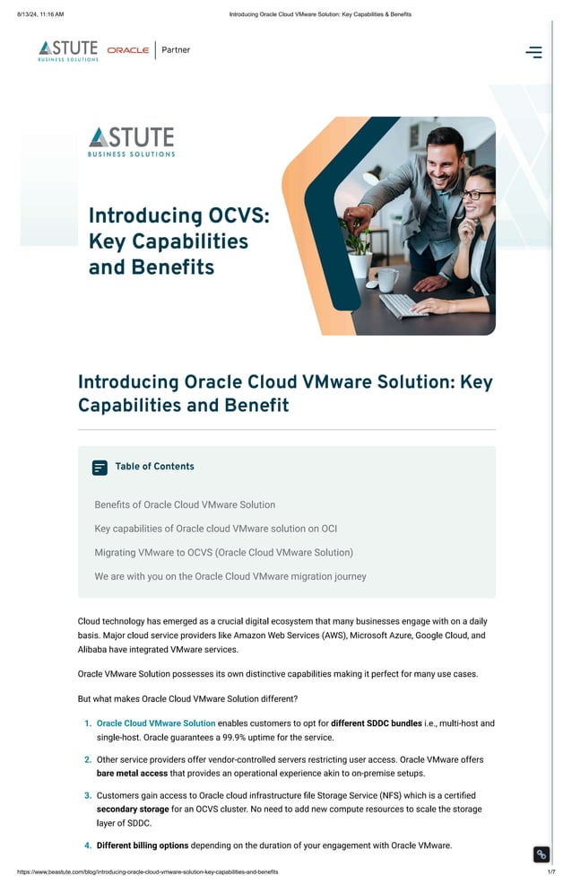 Introducing Oracle Cloud VMware Solution: Key Capabilities & Benefits | PDF