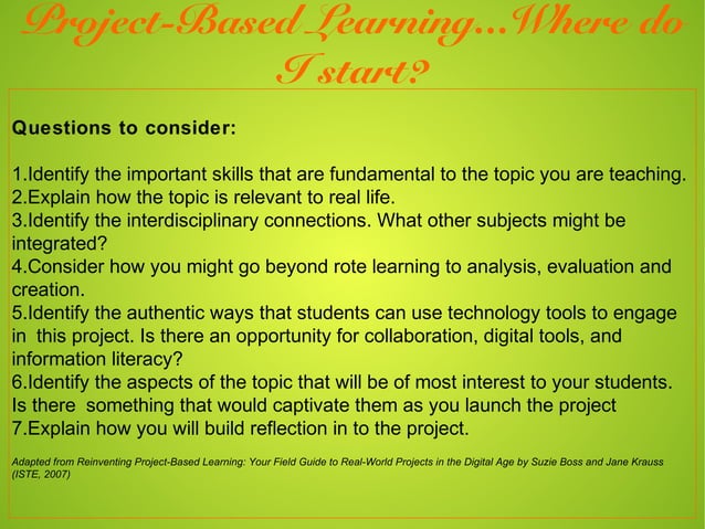 Introducing Project Based Learning | PPT