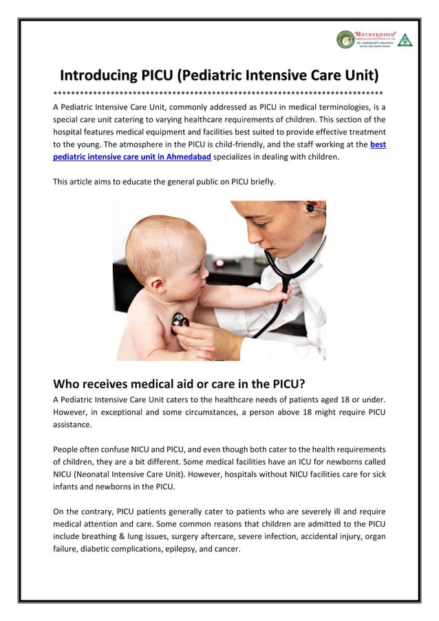 Things to know about Pediatric Intensive Care Unit | PDF