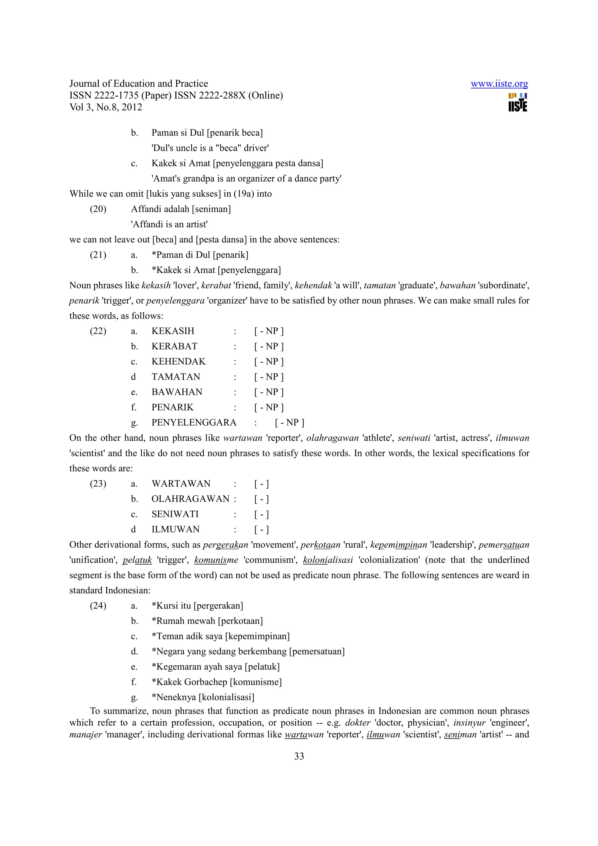 Introducing predicate noun phrases in advanced ifl classes | PDF