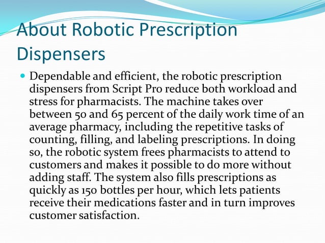 Introducing ScriptPro Robotic Prescription-Dispensing Systems | PPT