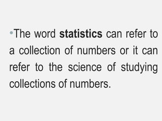 Introducing Statistics (basic introduction) | PPT