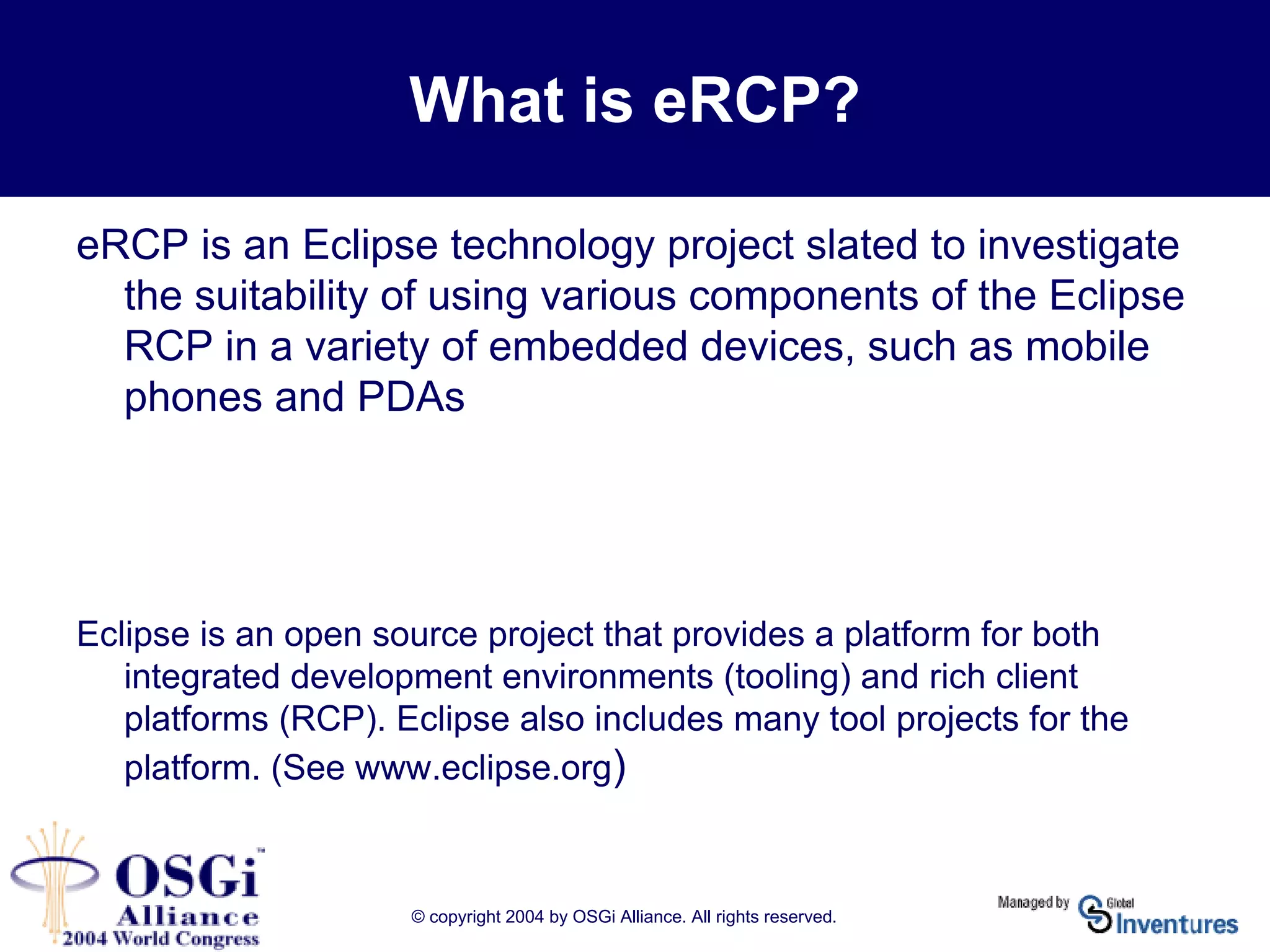 Introducing the Embedded Rich Client Platform (eRCP) - Jim Robbins, IBM | PPT