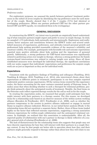 Introducing the expectations and preference scales for couple therapy ...